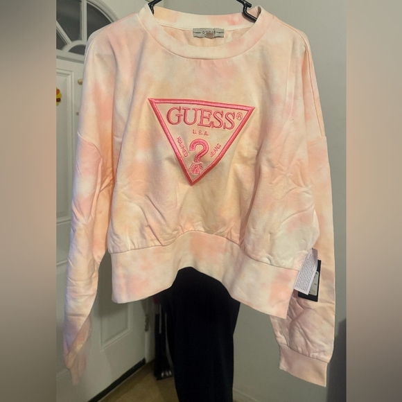 Guess | Accessories | Guess Peach And Pink Logo Sweatshirt | Poshmark